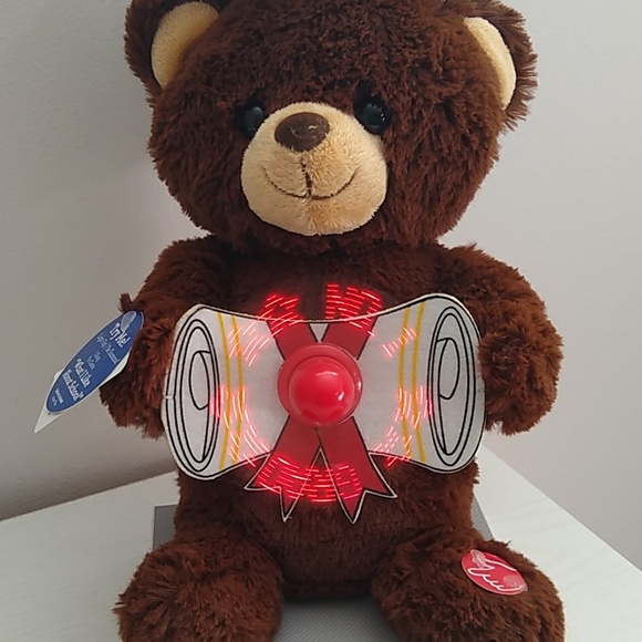 Way To Celebrate | Accents | Animated Fan Teddy Bear Lights Up Blows ...